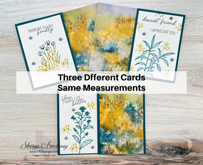 Three Different Cards using same Measurements - TX Stampin' Sharon